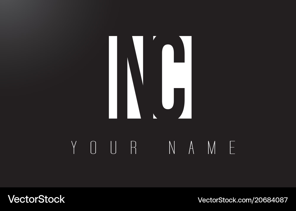 Nc letter logo with black and white negative Vector Image