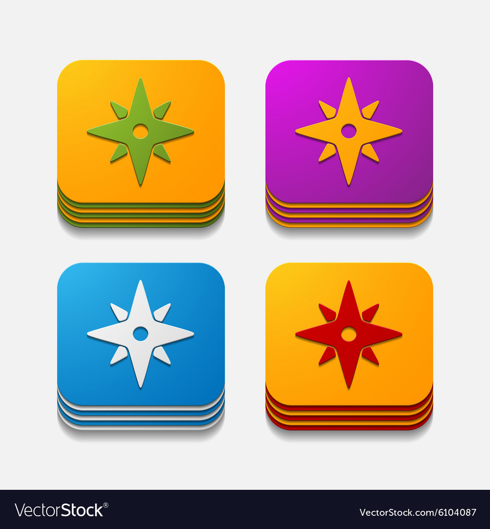 Square button compass Royalty Free Vector Image