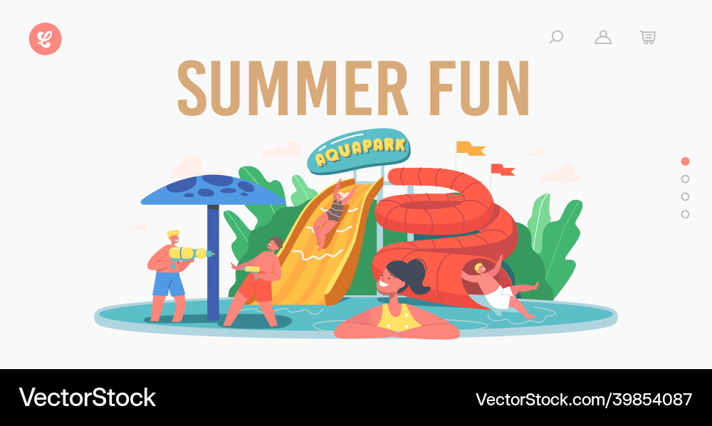 Summer fun landing page template kids characters Vector Image