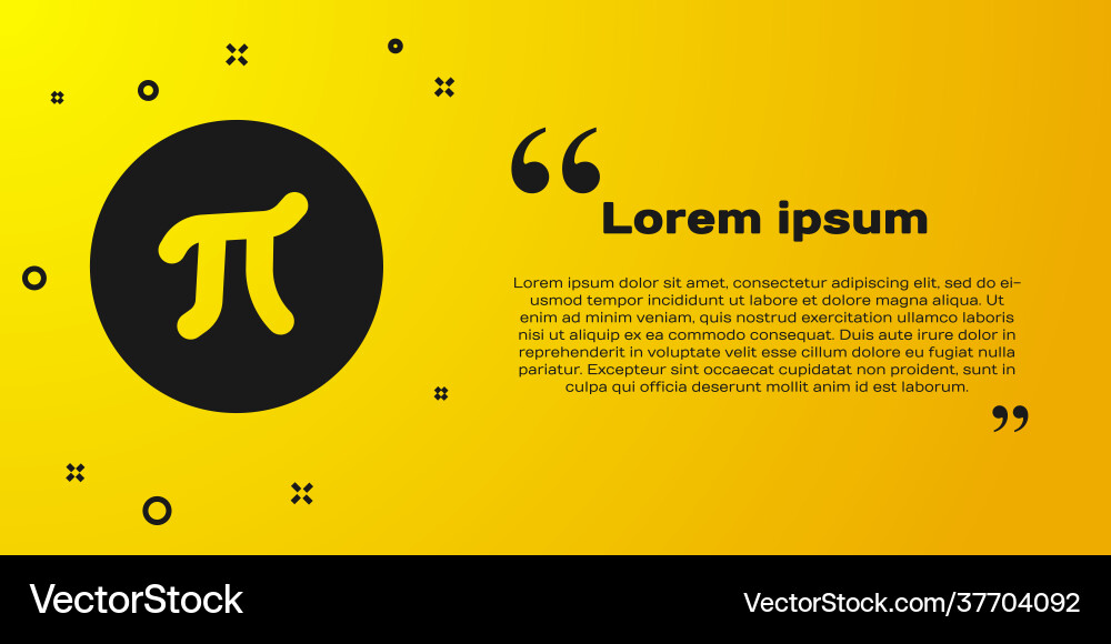 Black pi symbol icon isolated on yellow background
