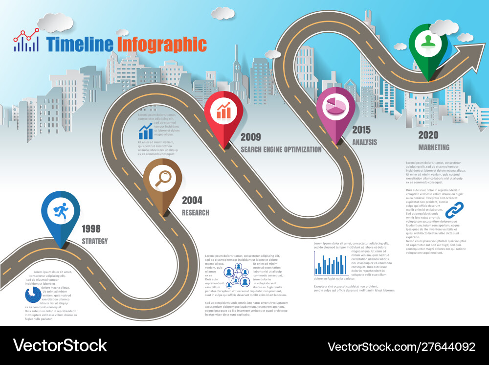 Business road map timeline infographic Royalty Free Vector