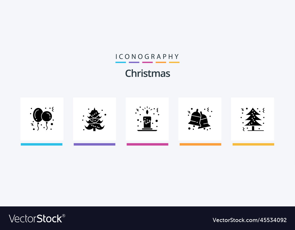 Christmas glyph 5 icon pack including tree Vector Image