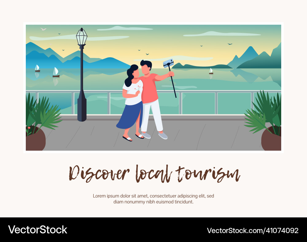 Discover local tourism banner flat template Vector Image