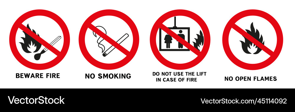Do not smoke not use open flames no smoking Vector Image