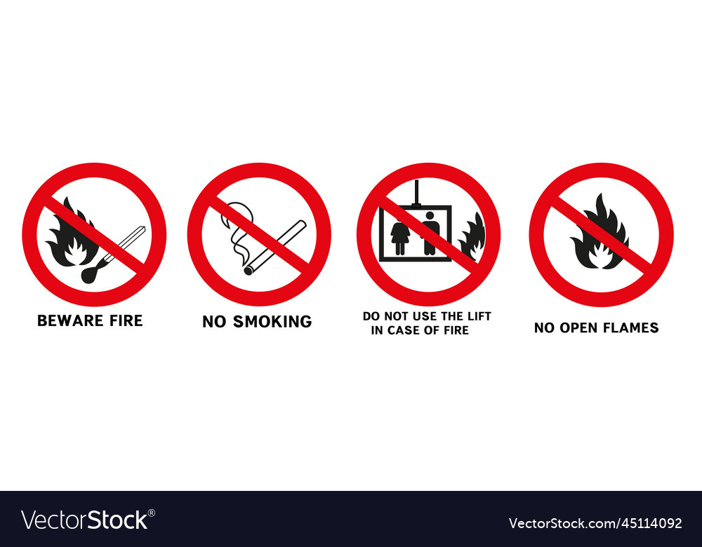 Do not smoke use open flames no smoking Royalty Free Vector Do not smoke use open flames no smoking Royalty Free Vector