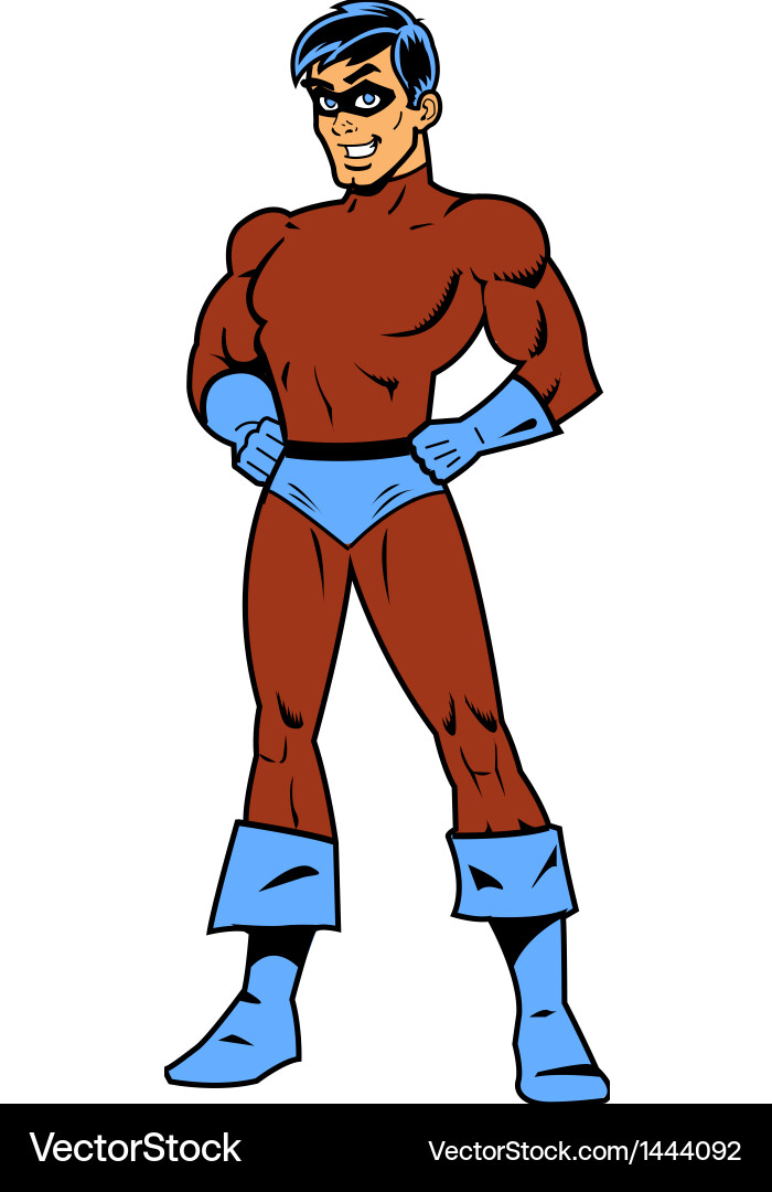 Masked superhero with arms akimbo Royalty Free Vector Image