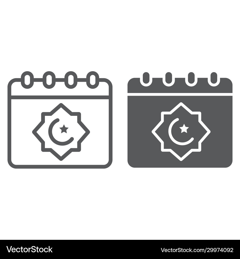 Ramadan calendar line and glyph icon Royalty Free Vector