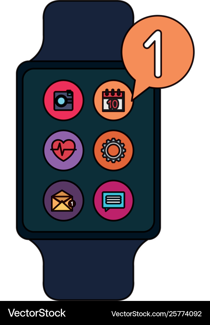 Smartwatch with menu applications and speech Vector Image