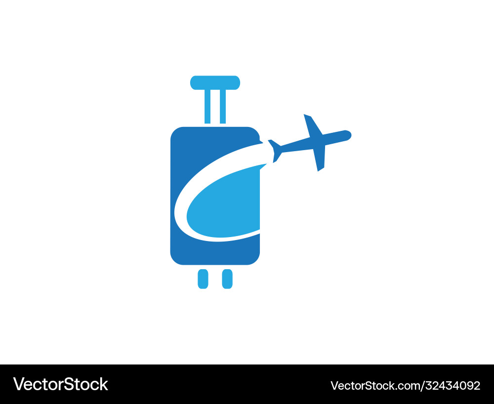 Travel logo design a bag plane trip Royalty Free Vector