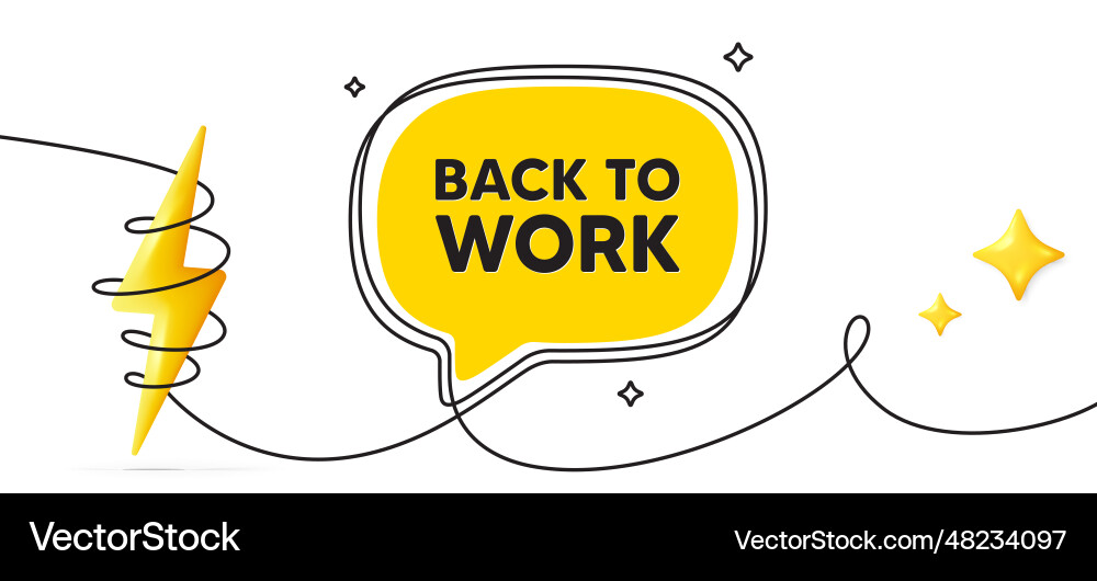 Back to work tag job offer continuous line art Vector Image