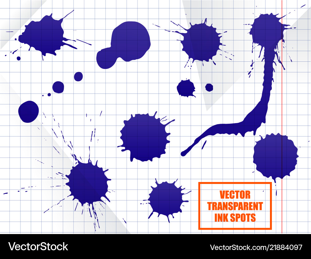 Blue ink spot set paint blot semitransparent Vector Image