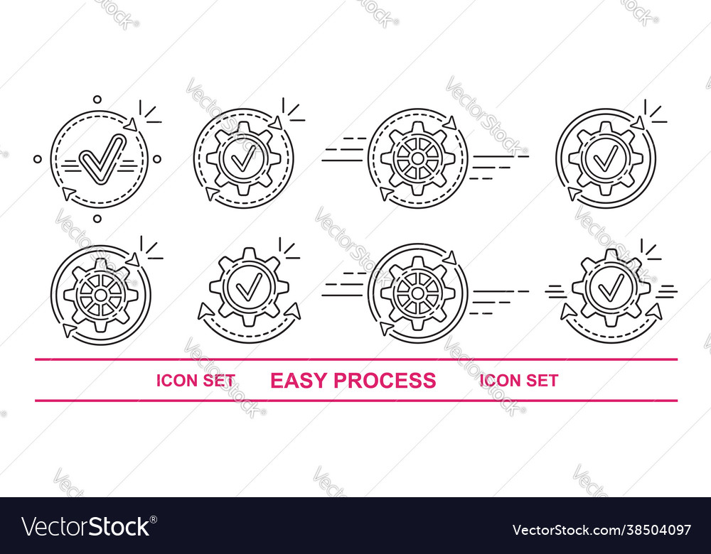Easy operation process data update gear icon set Vector Image