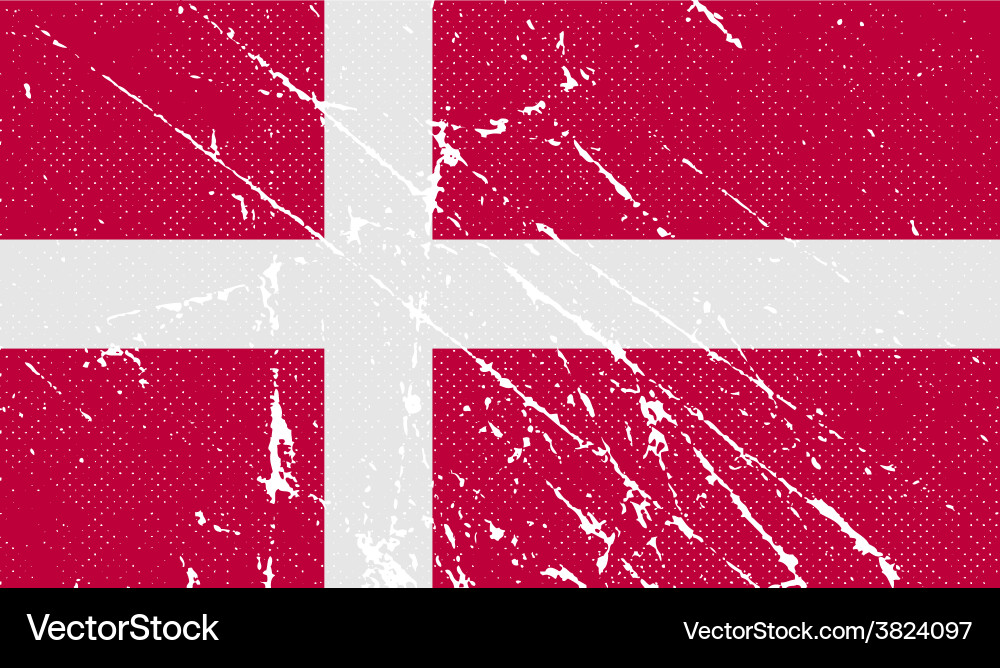 Flag of denmark with old texture Royalty Free Vector Image