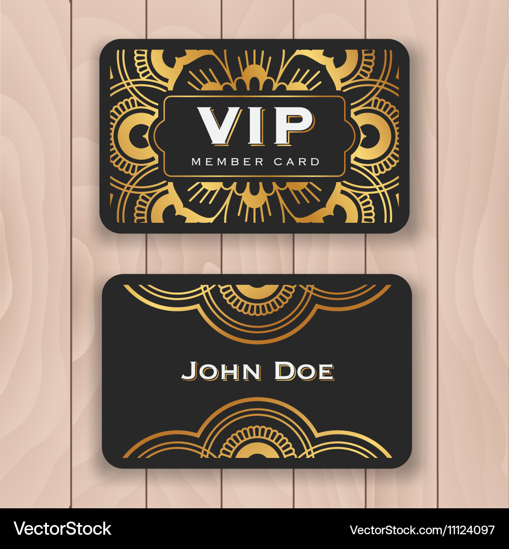 Golden mandala vip access card Royalty Free Vector Image