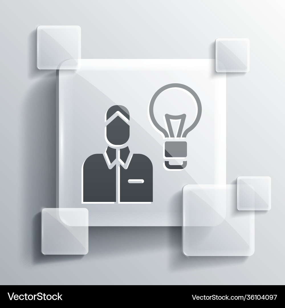 Grey human with lamp bulb icon isolated Royalty Free Vector