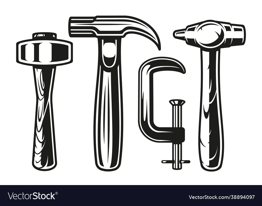 Mini set carpenter hammers Royalty Free Vector Image