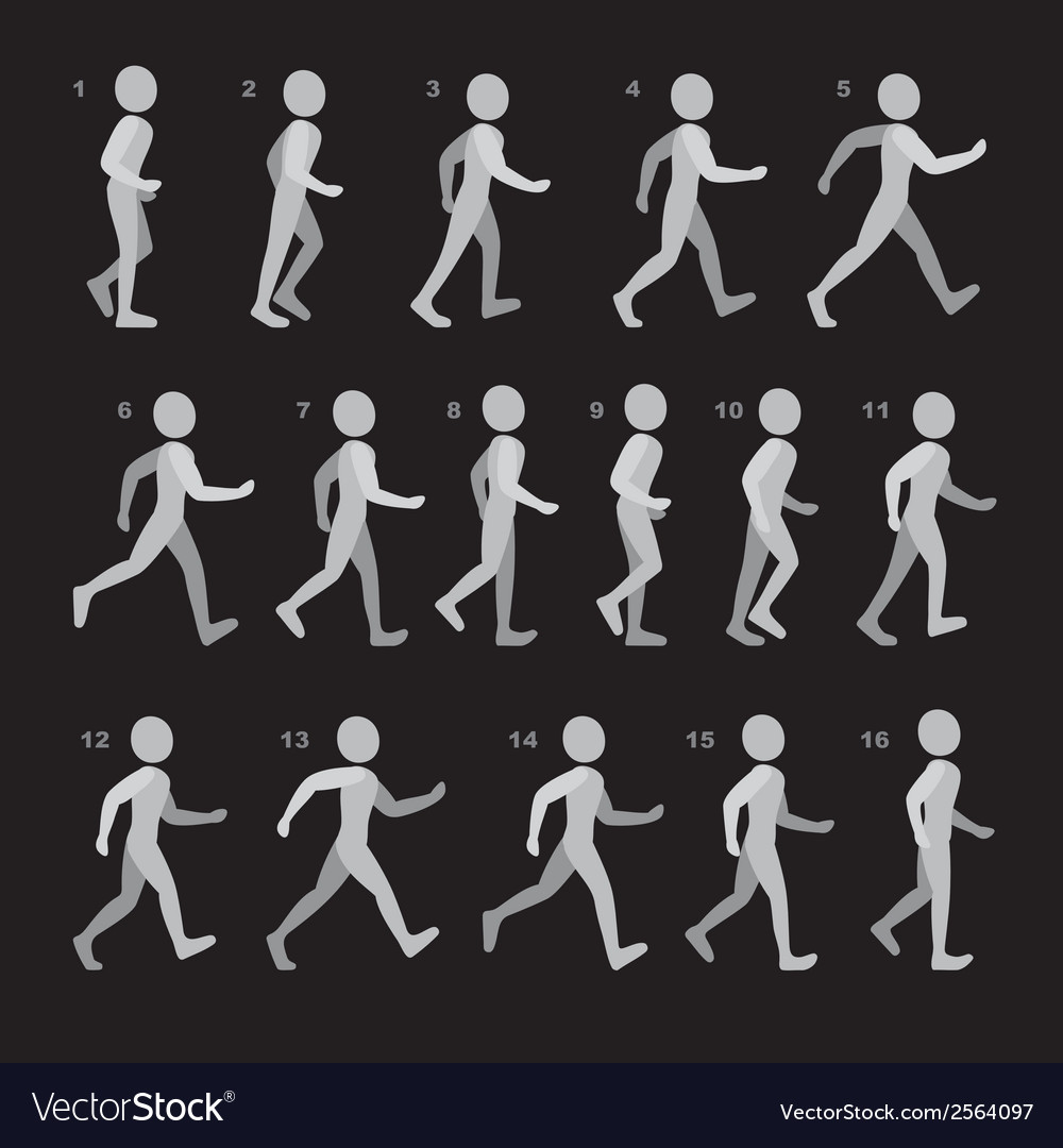 Phases step movements man in walking sequence Vector Image Phases step movements man in walking sequence Vector Image