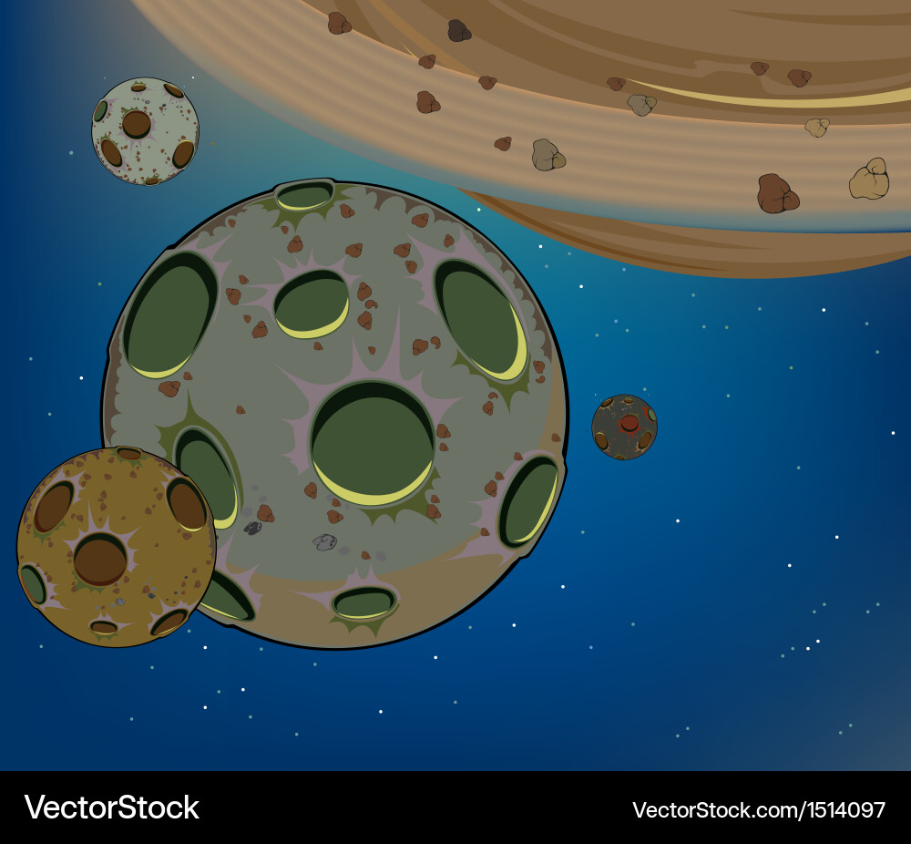 Planets in the universe cartoon Royalty Free Vector Image