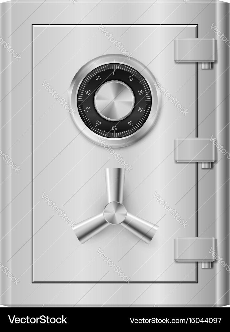 Realistic steel safe on white background Vector Image