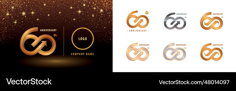 Set of 60th anniversary logotype design sixty Vector Image