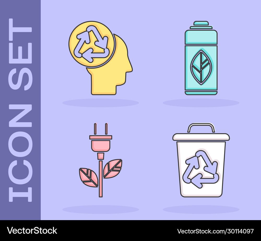Set recycle bin with recycle symbol human head Vector Image
