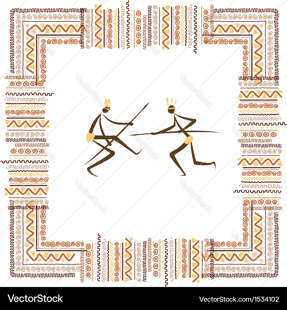 Ancient tribal people ethnic ornament frame Vector Image