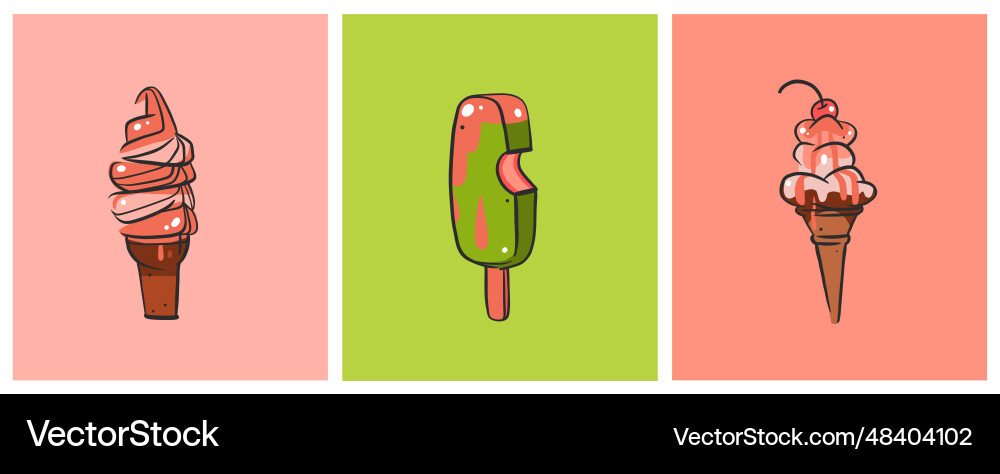 Hand drawn abstract cartoon ice creram cone Vector Image