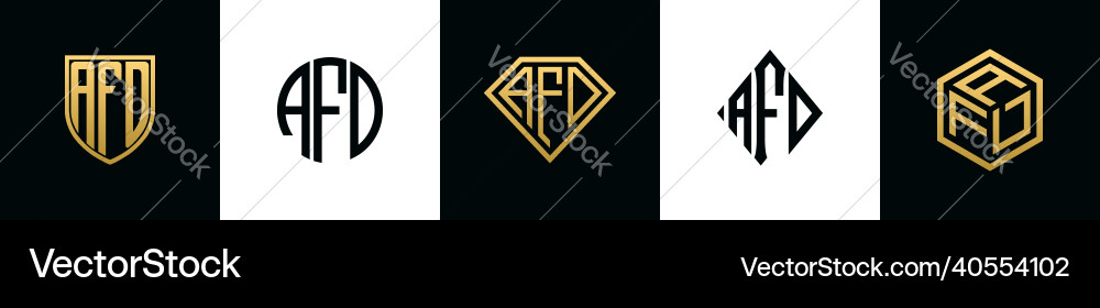Initial letters afd logo designs bundle Royalty Free Vector