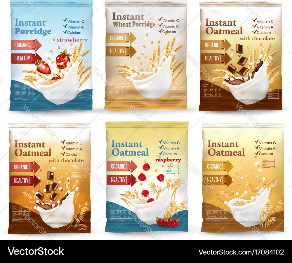 Instant porridge advert concept design template Vector Image