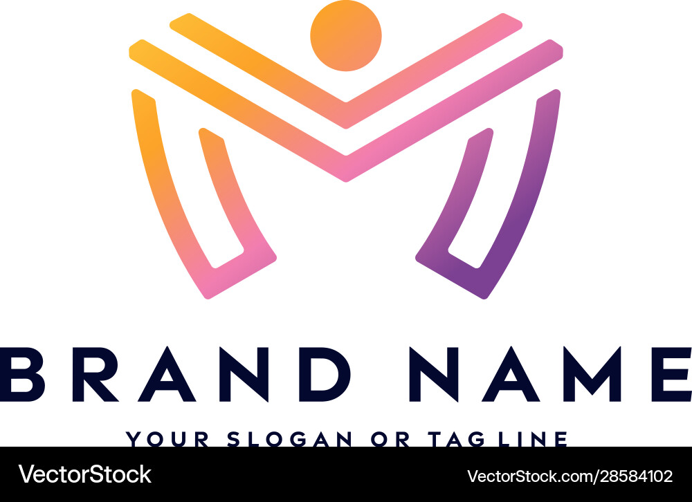 Letter logo m color gradient full color Royalty Free Vector