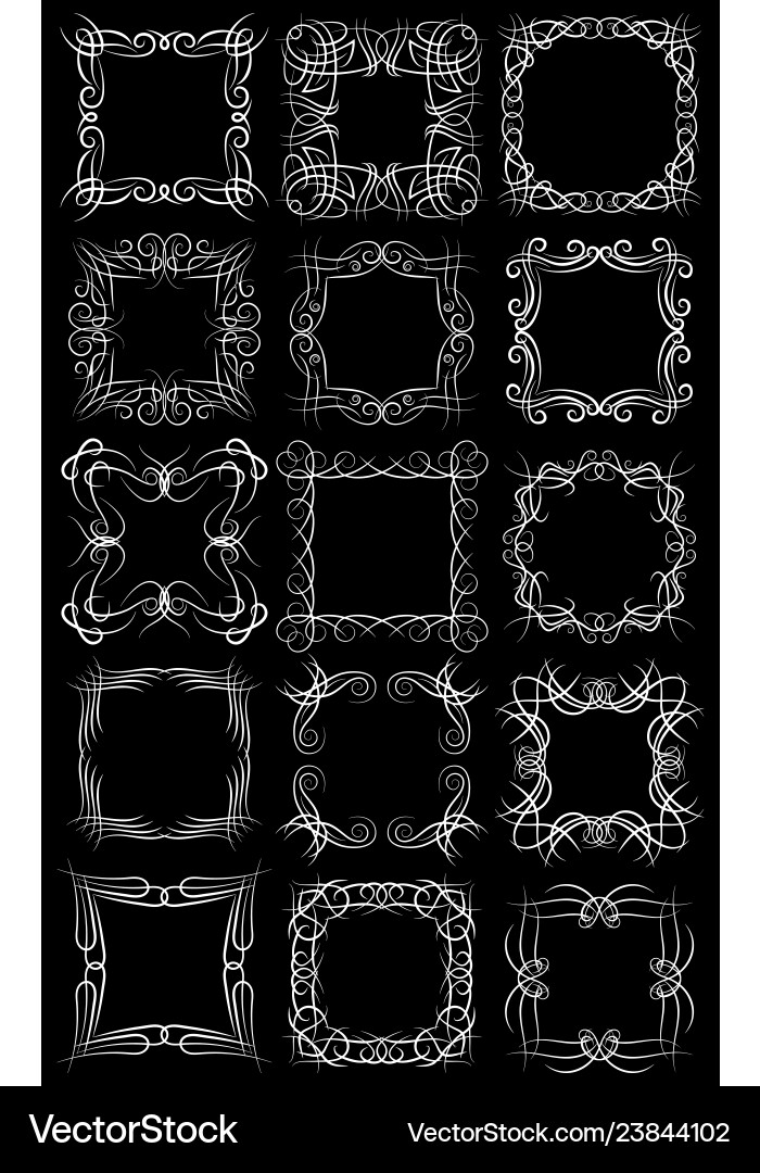 Set of fifteen square white monogram elements Vector Image