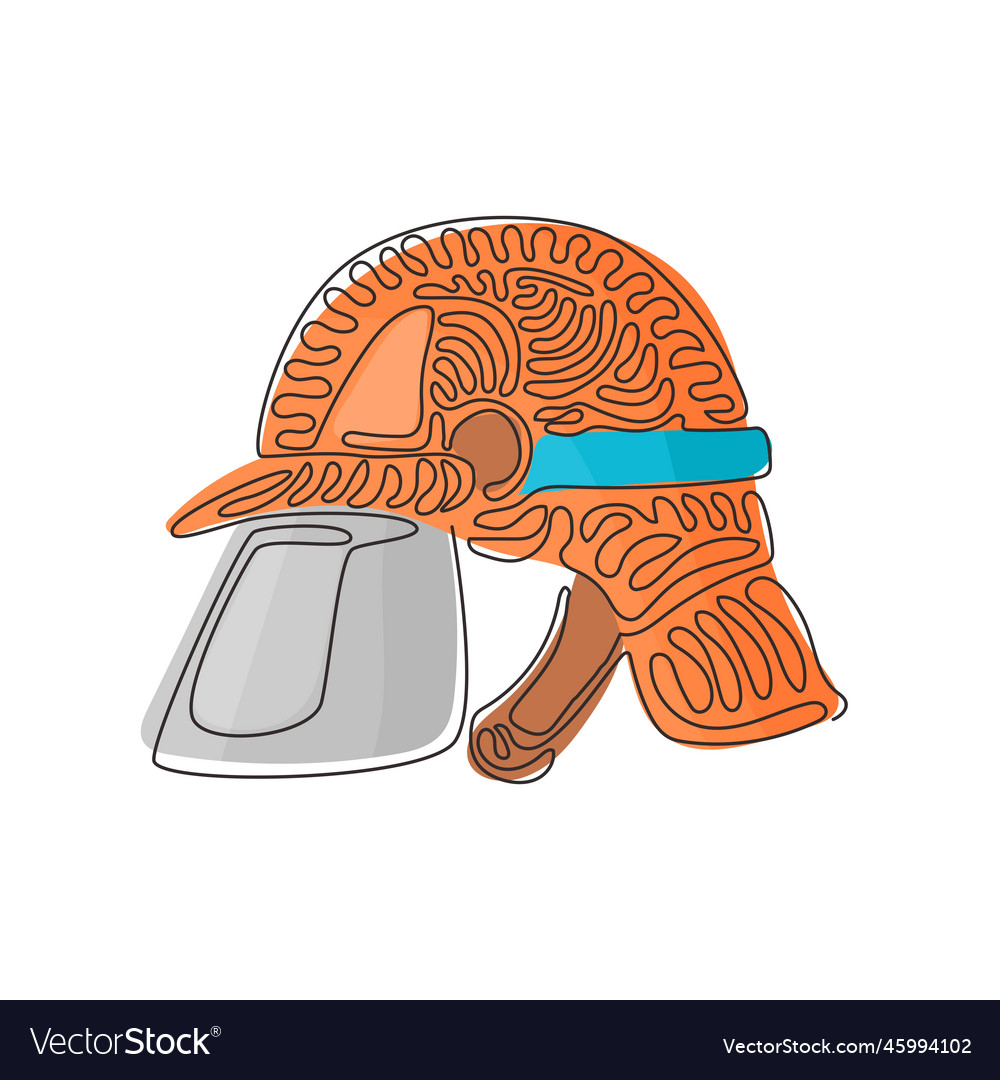 Single continuous line drawing red firefighter Vector Image