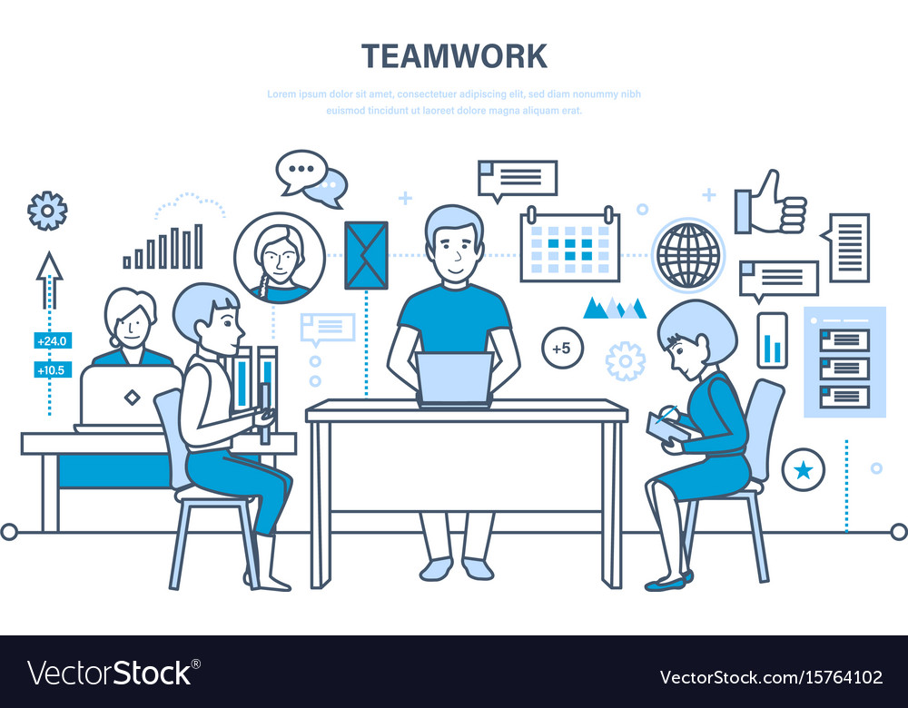 Teamwork communication workflow space Royalty Free Vector