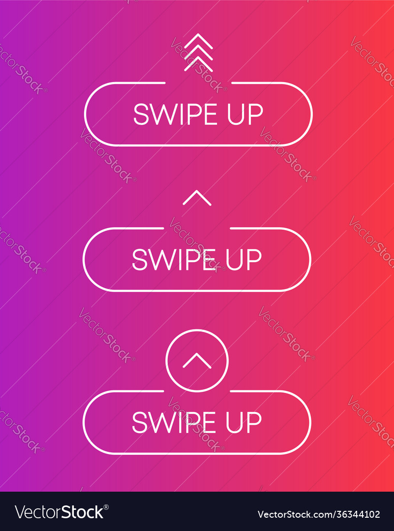 Three white swipe up icon scroll arrow up drag Vector Image