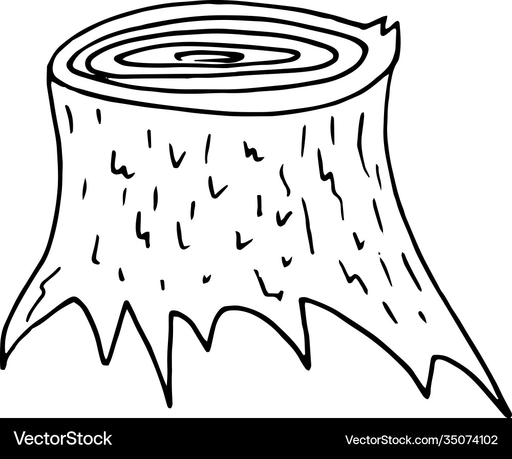 Tree stump sketch hand drawn doodle icon card Vector Image