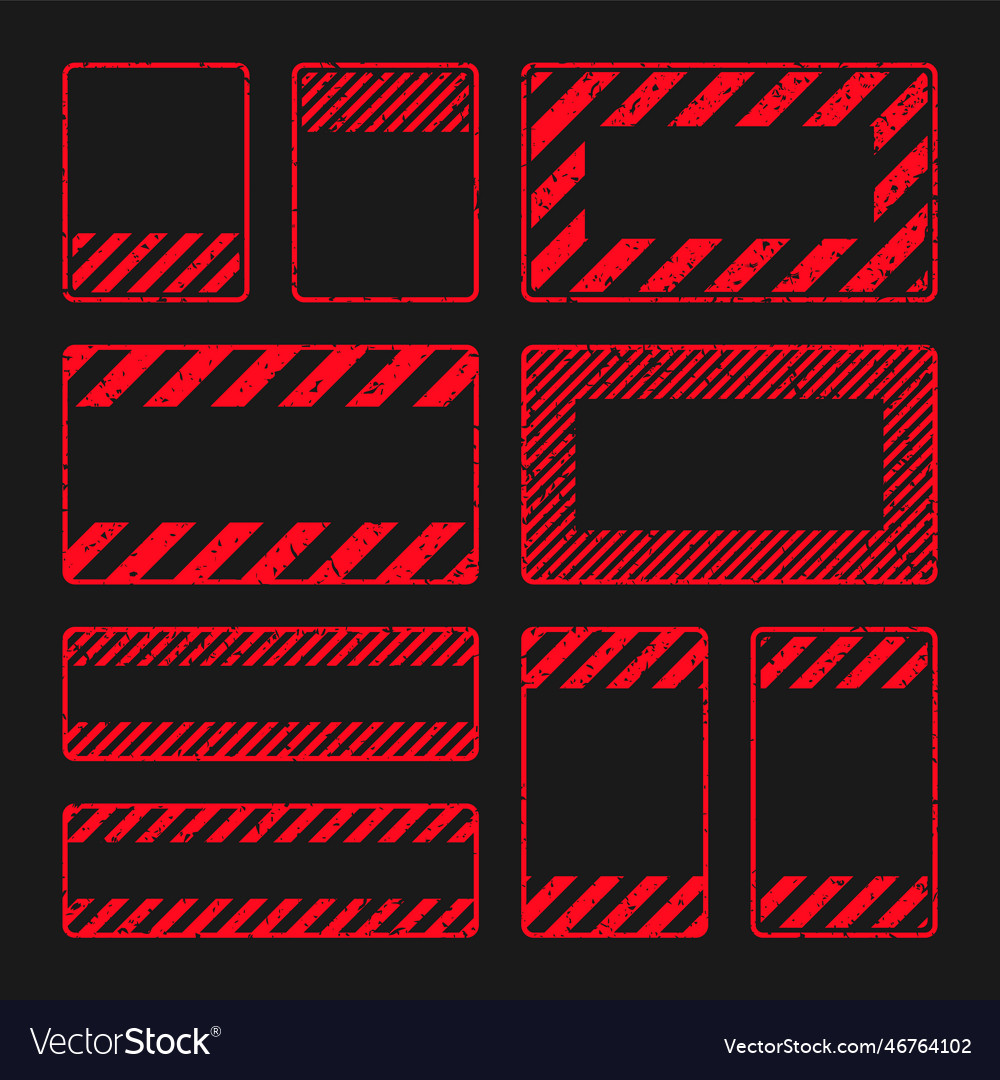 Various red grunge warning signs with diagonal Vector Image