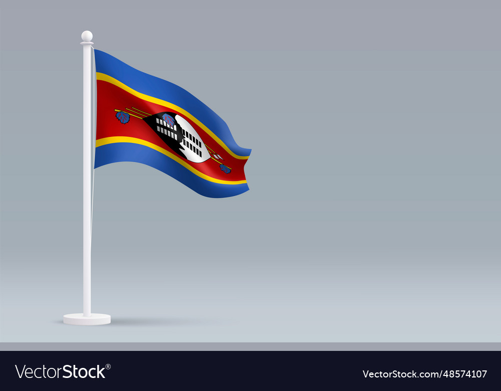 3d realistic national eswatini flag isolated Vector Image