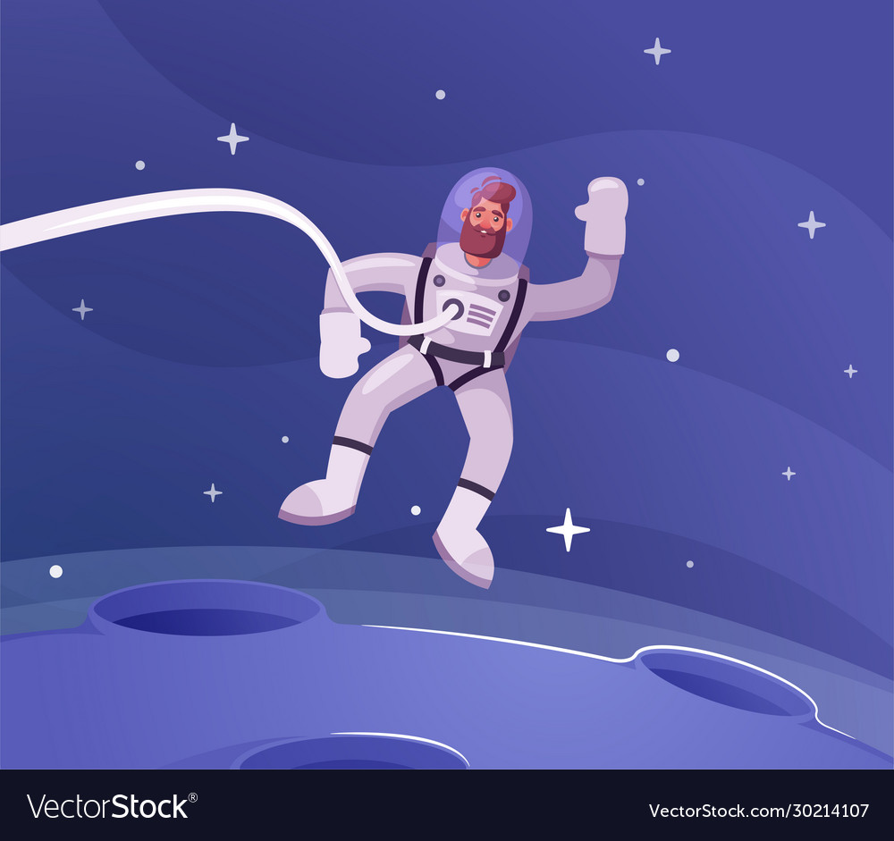 Astronaut character exploring outer space cartoon Vector Image