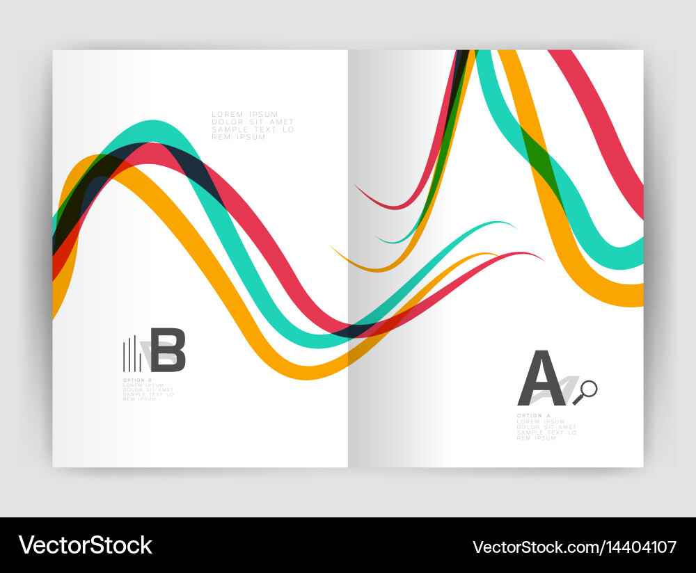 Business brochure flyer template wave and line Vector Image