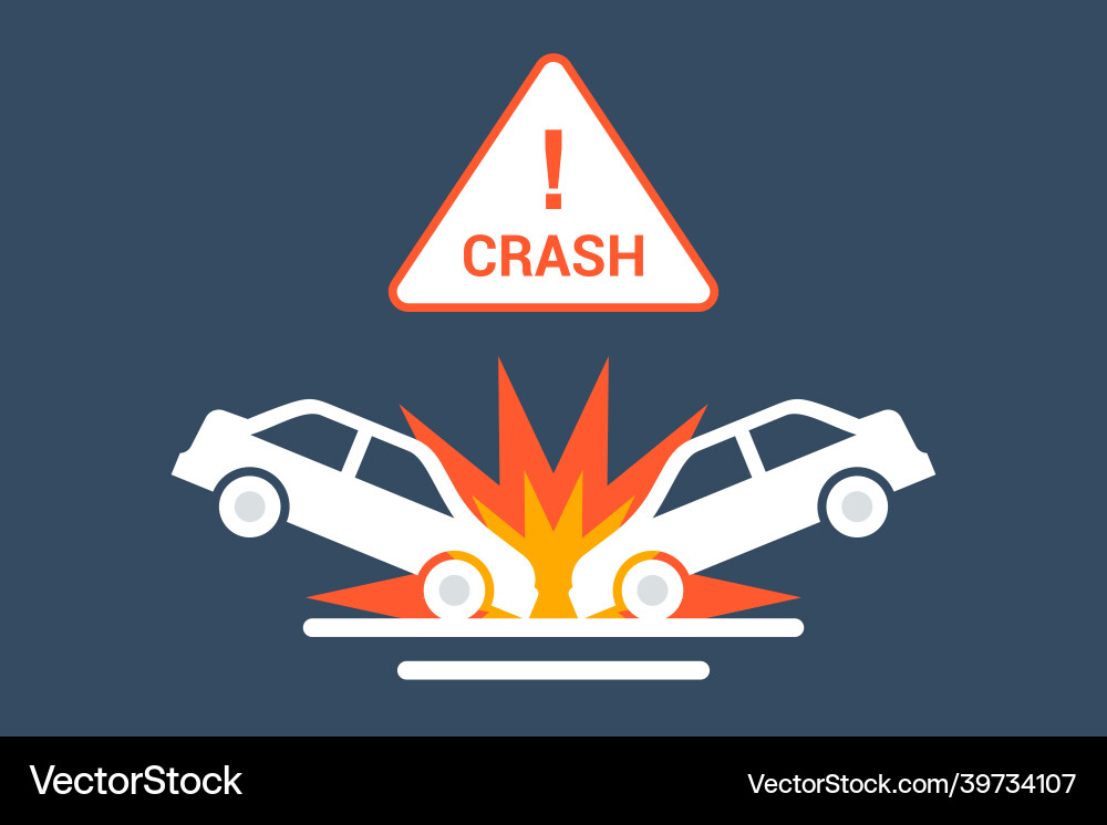 Car collision icon on the road Royalty Free Vector Image