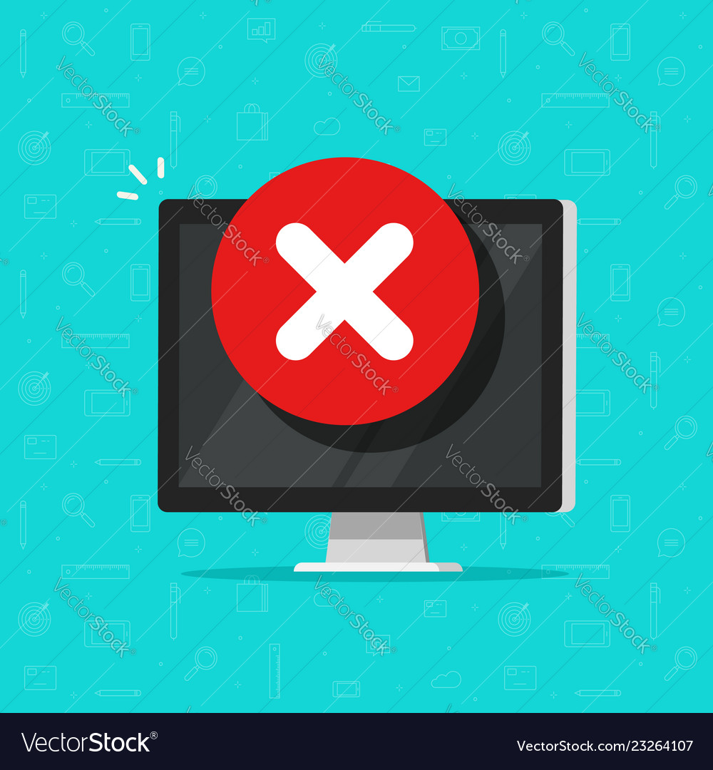 Computer with error alert Royalty Free Vector Image
