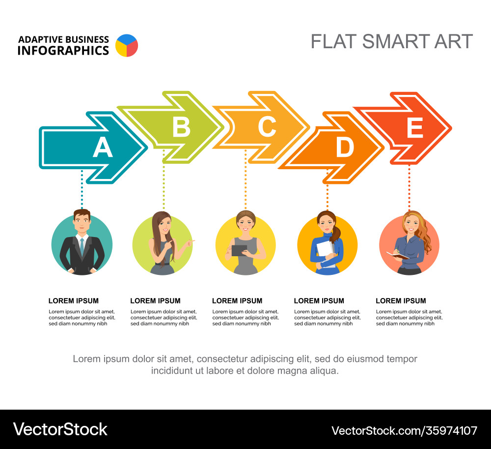 Five arrows process chart template Royalty Free Vector Image