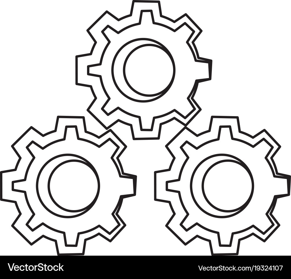 Gears machinery pieces cartoon Royalty Free Vector Image