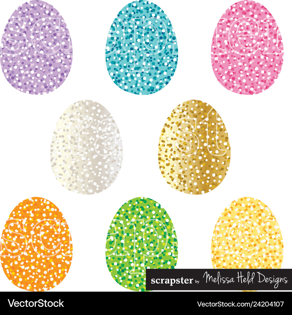 Glitter easter eggs Royalty Free Vector Image - VectorStock
