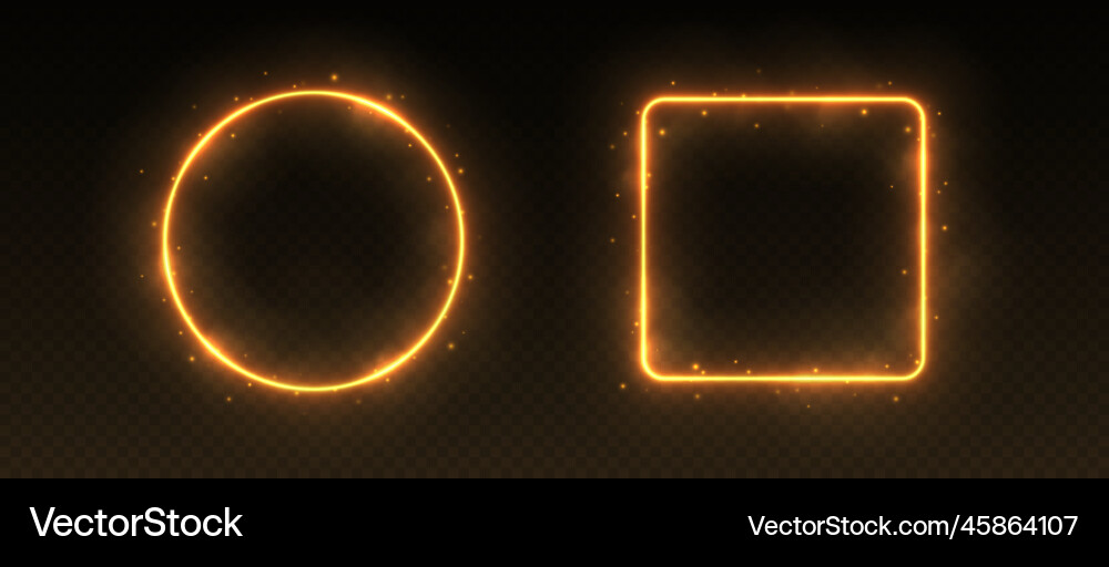 Golden neon frames with smoke and sparkles fire Vector Image