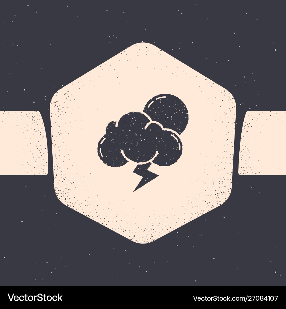 Grunge storm icon isolated on grey background Vector Image