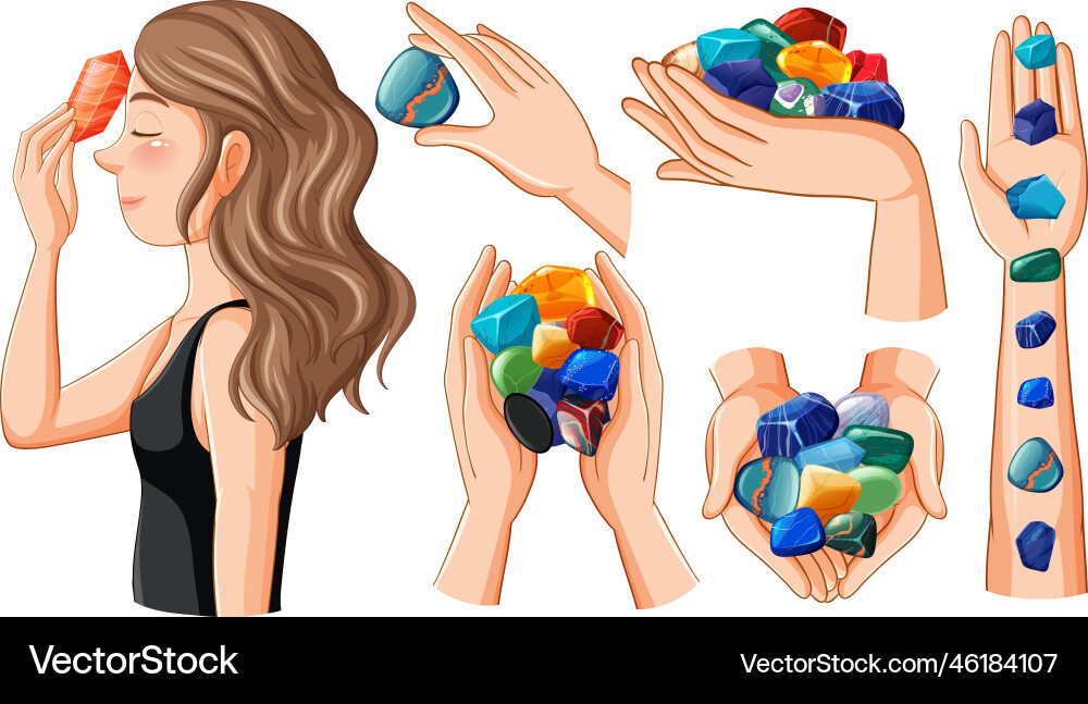 Healing crystals and stones collection Royalty Free Vector