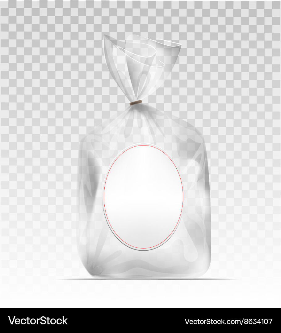 Plastic gift bag with gold shiny ribbon Royalty Free Vector
