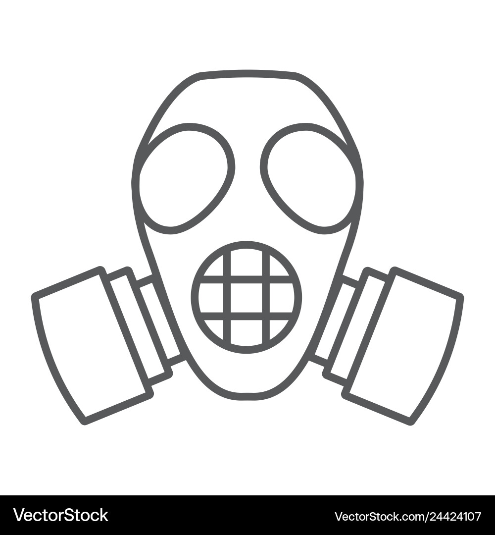 Radiation mask thin line icon defense Royalty Free Vector
