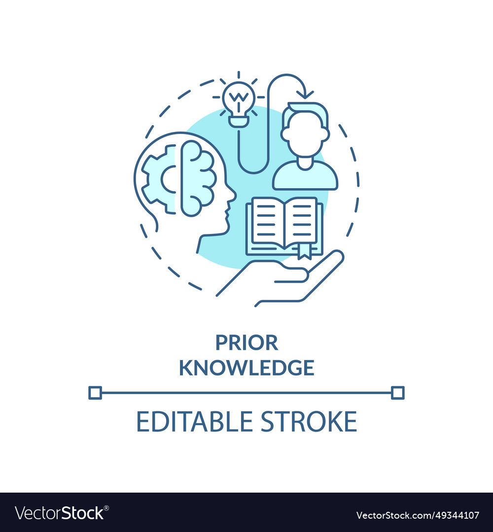 Thin line blue icon prior knowledge concept Vector Image